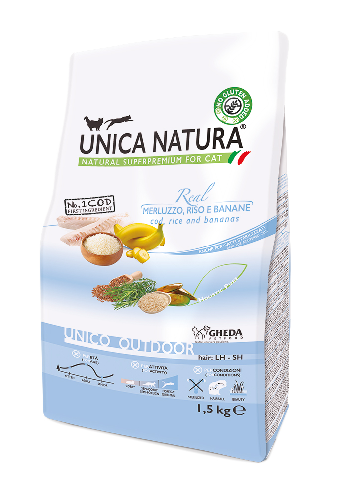 Unica Natura Cat Outdoor Cod, rice and bananas | HappyPet.cz